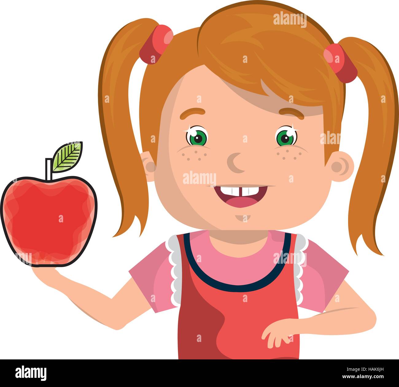little kid with apple vector illustration design Stock Vector Image ...