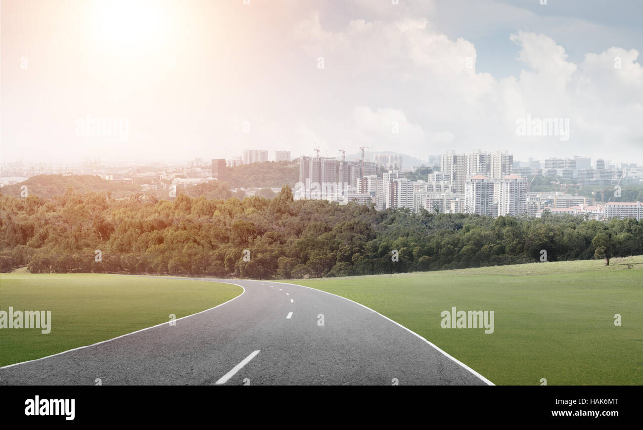Road to big city Stock Photo - Alamy