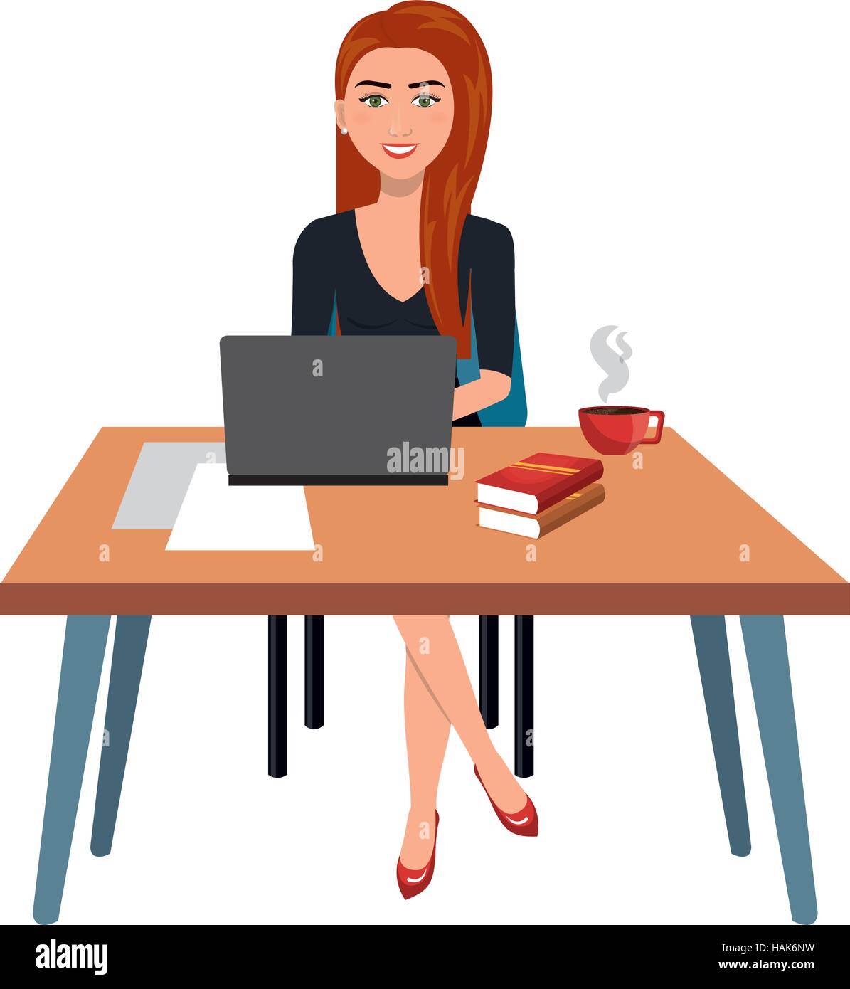 business person sitting in workplace vector illustration design Stock ...