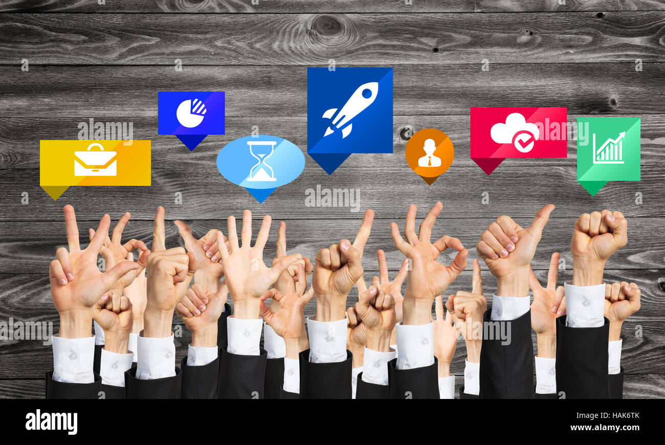 Set of hand gestures and icons Stock Photo - Alamy