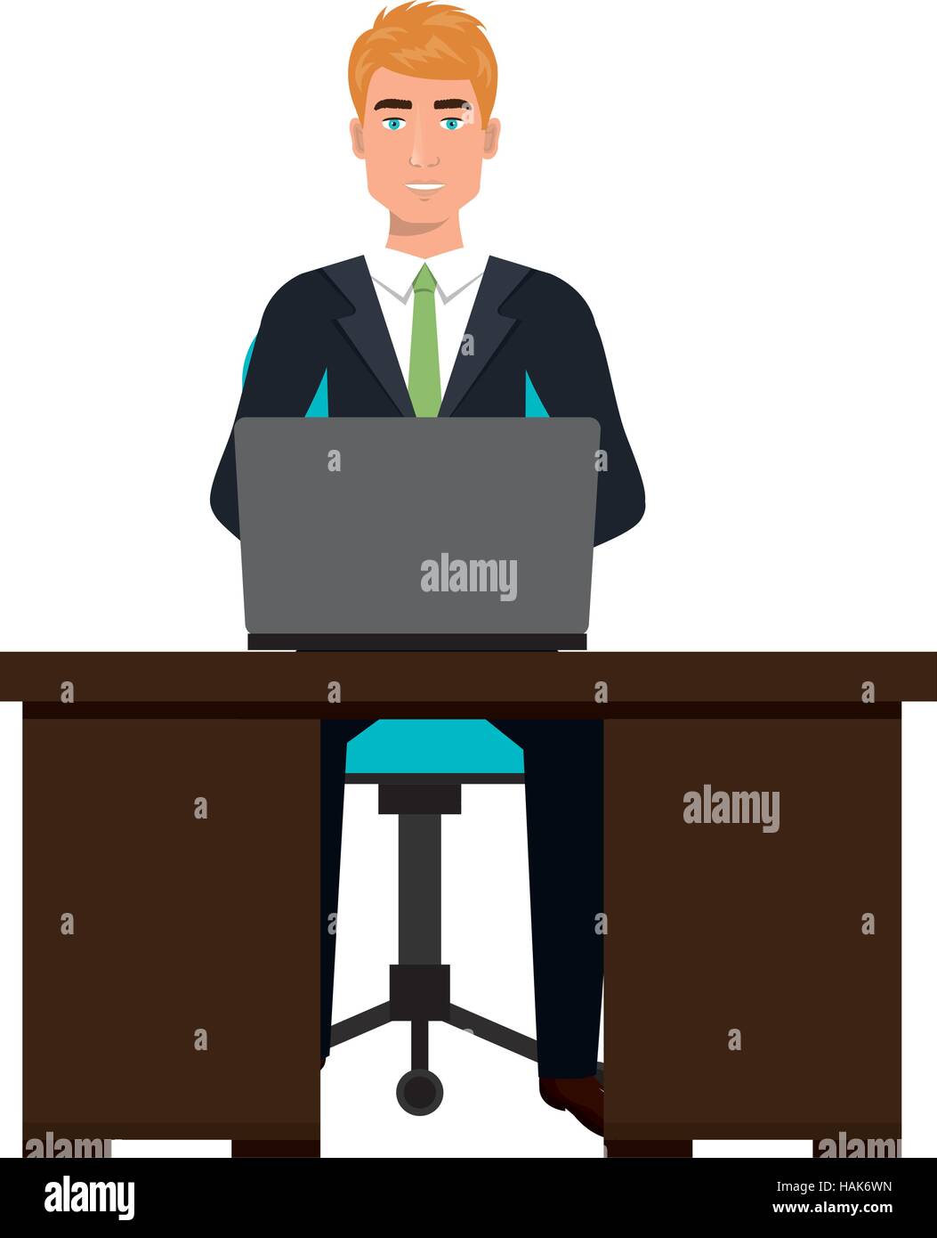 business person sitting in workplace vector illustration design Stock ...