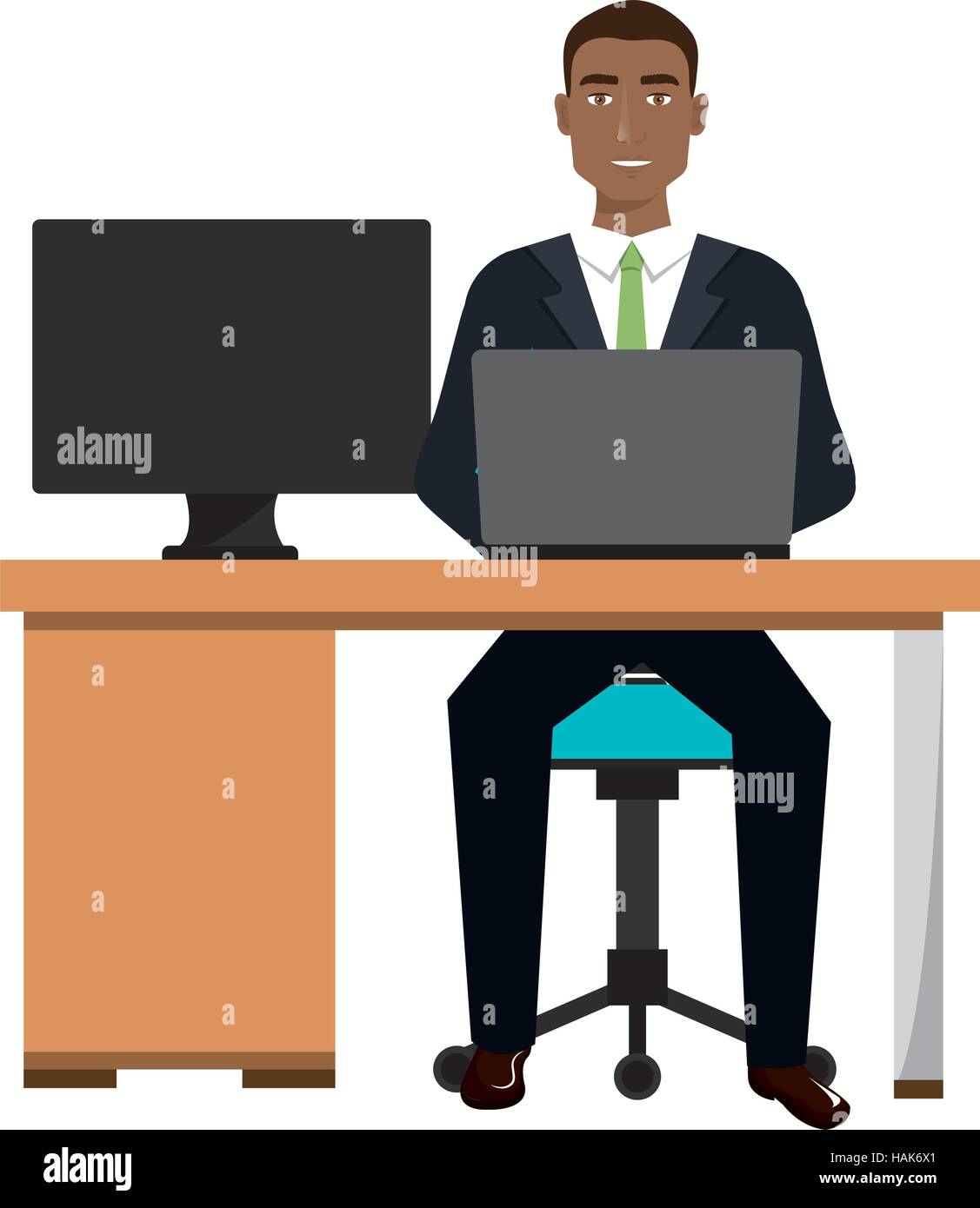 business person sitting in workplace vector illustration design Stock ...