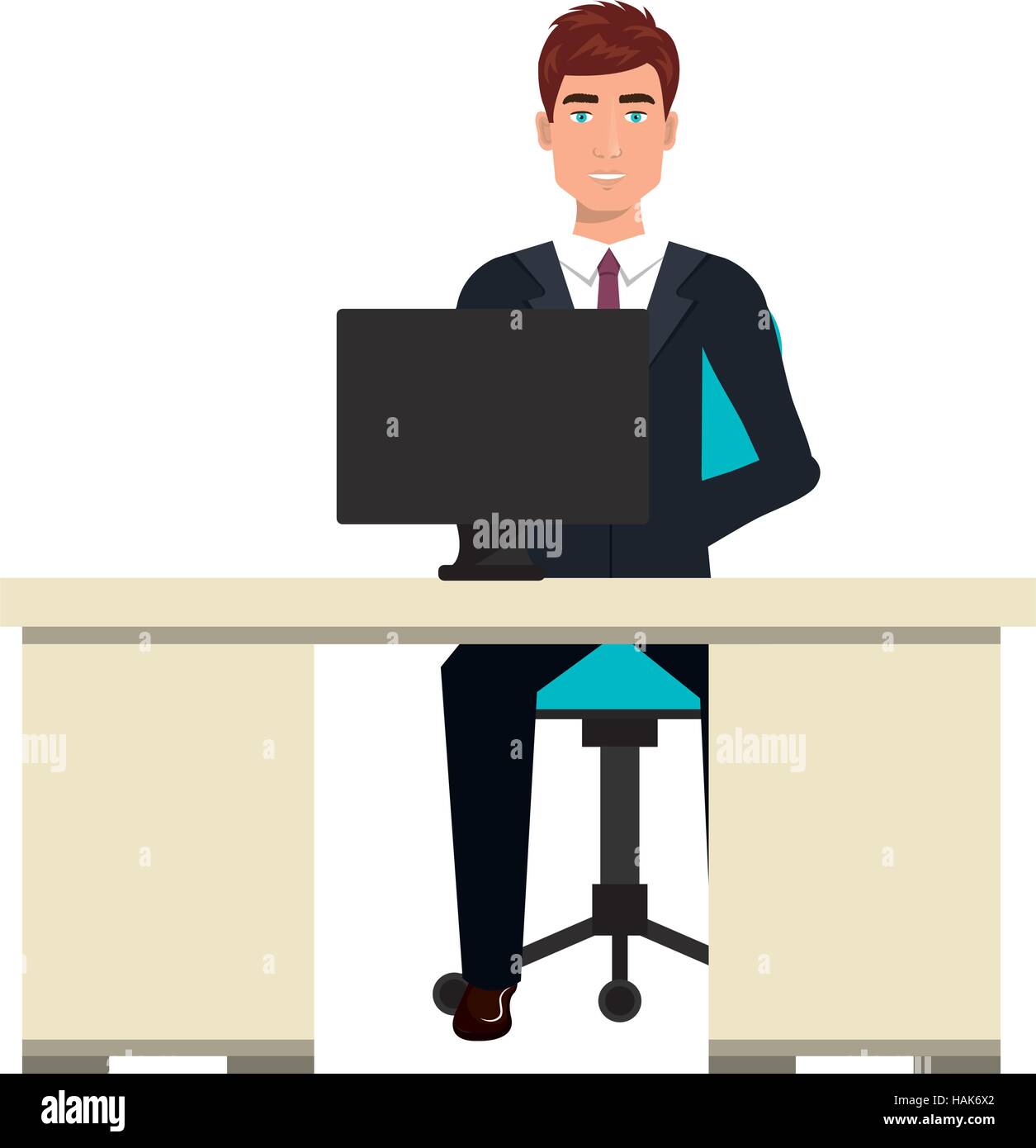 business person sitting in workplace vector illustration design Stock ...