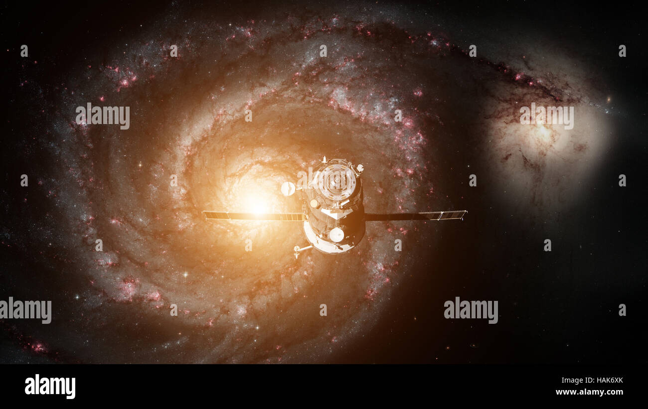 Spacecraft Progress orbiting the galaxy Stock Photo - Alamy