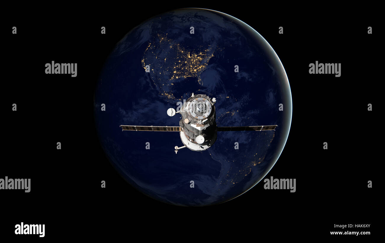 Spacecraft Progress orbiting the earth Stock Photo - Alamy