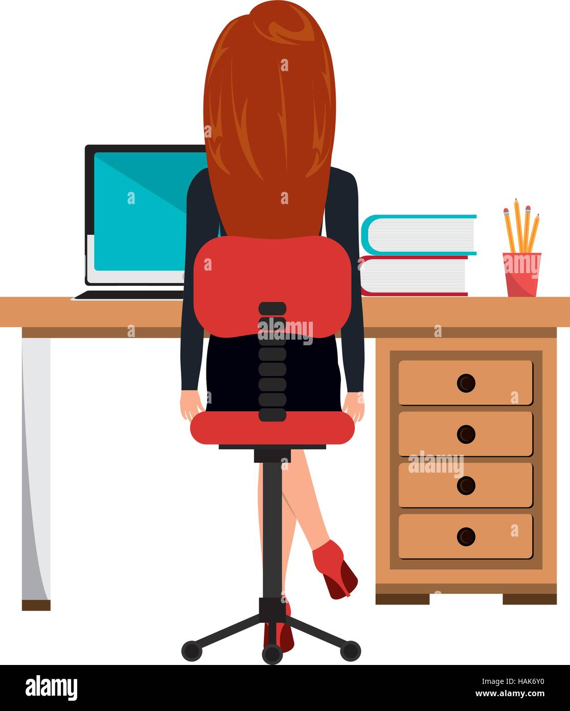 business person sitting in workplace vector illustration design Stock ...