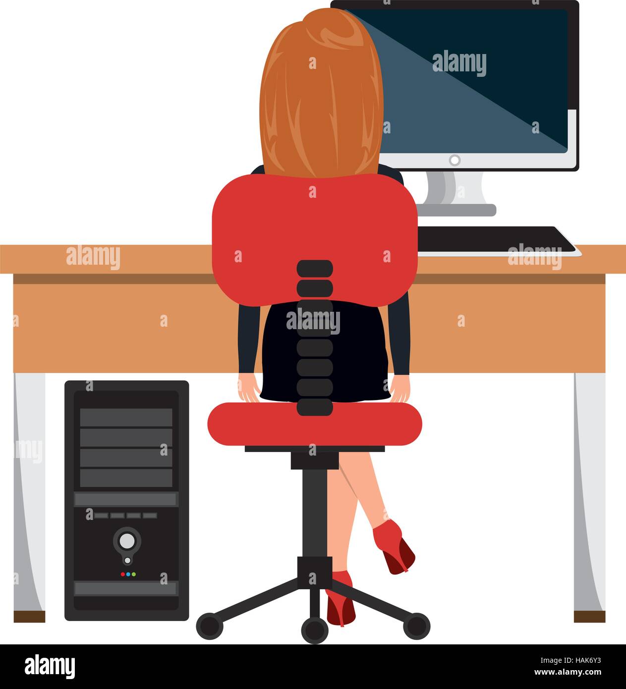 business person sitting in workplace vector illustration design Stock ...