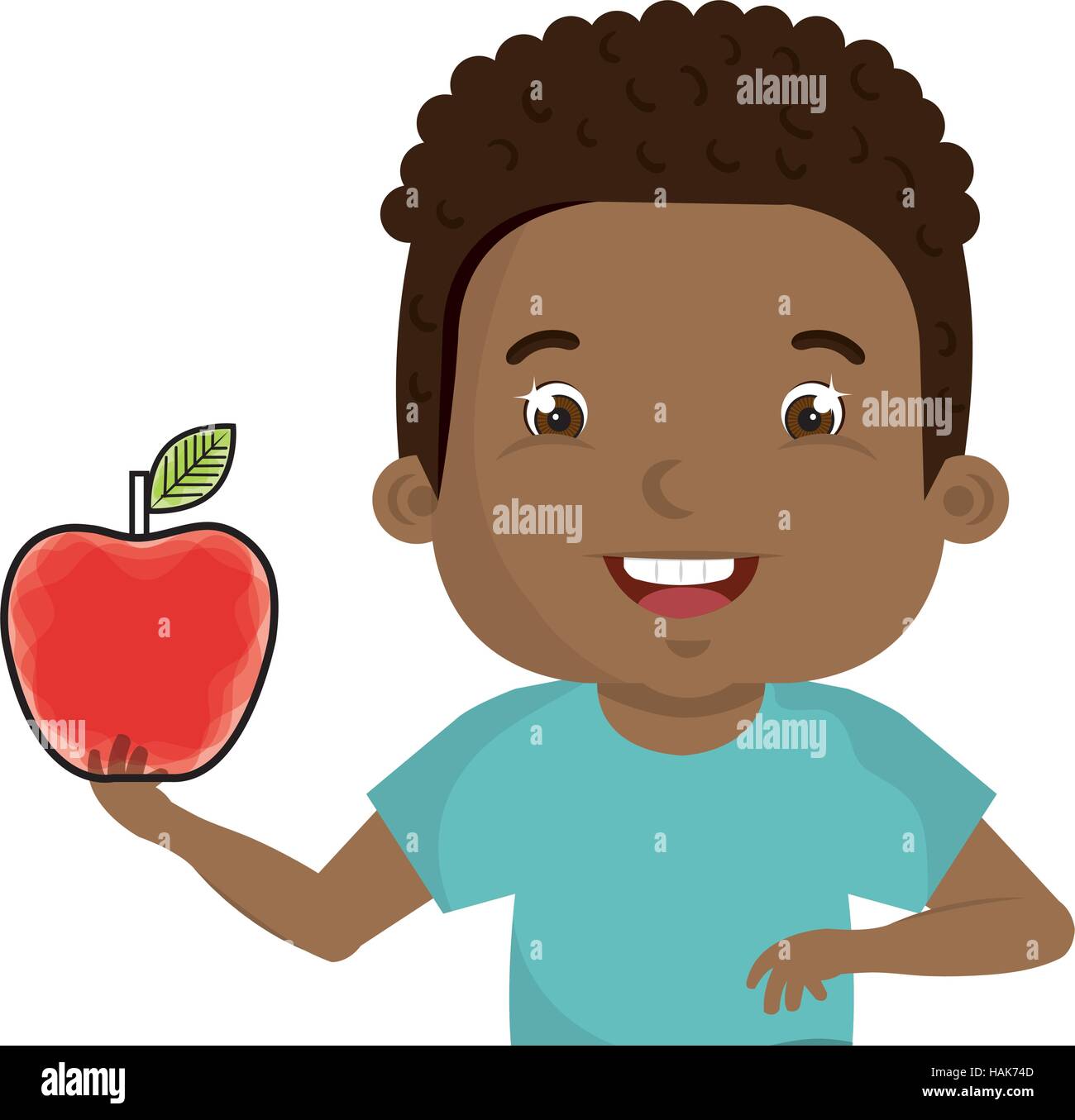 little kid with apple vector illustration design Stock Vector Image ...