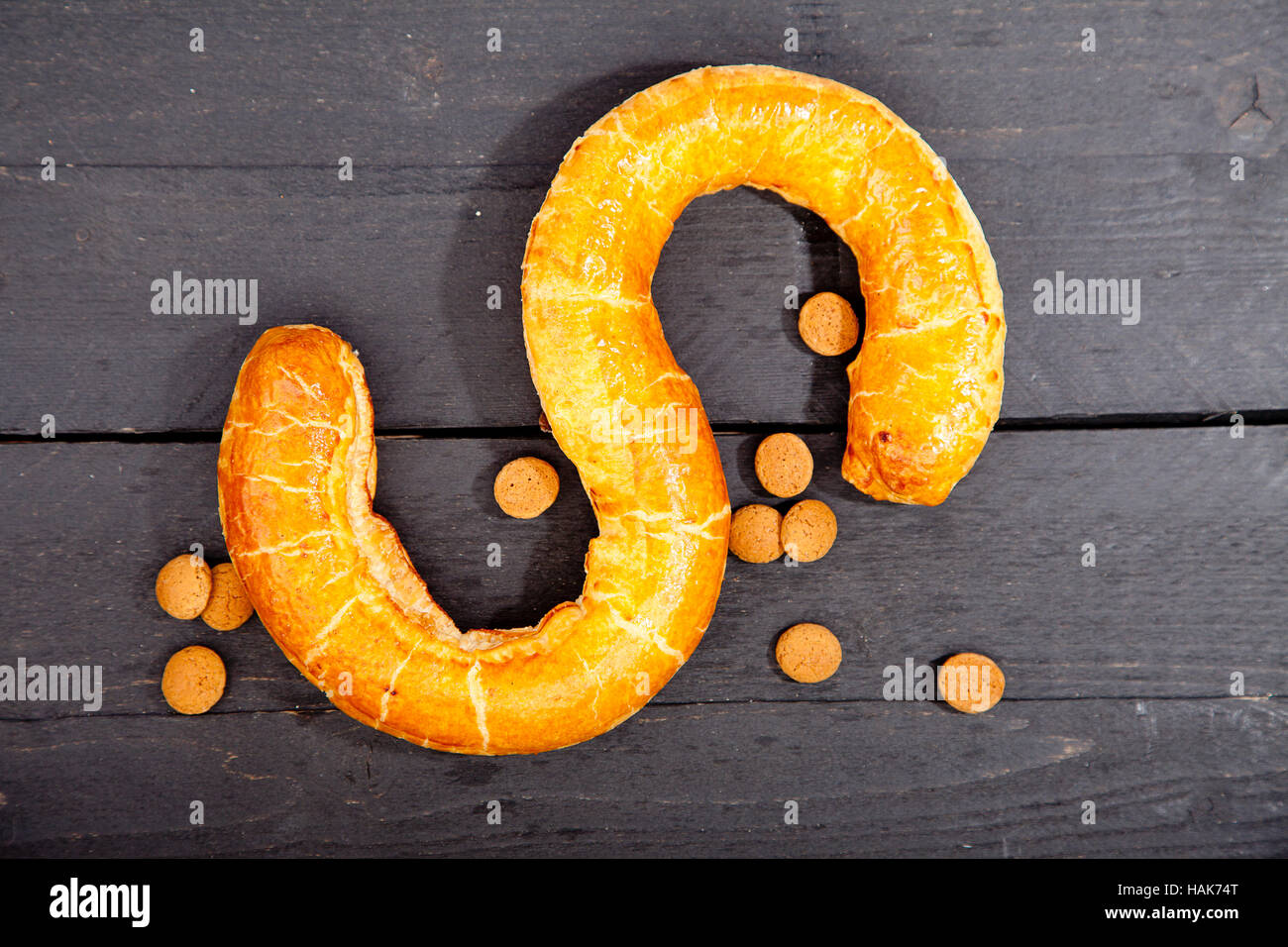 Traditional Dutch cookie Banketletter at Sinterklaas celebration on ...
