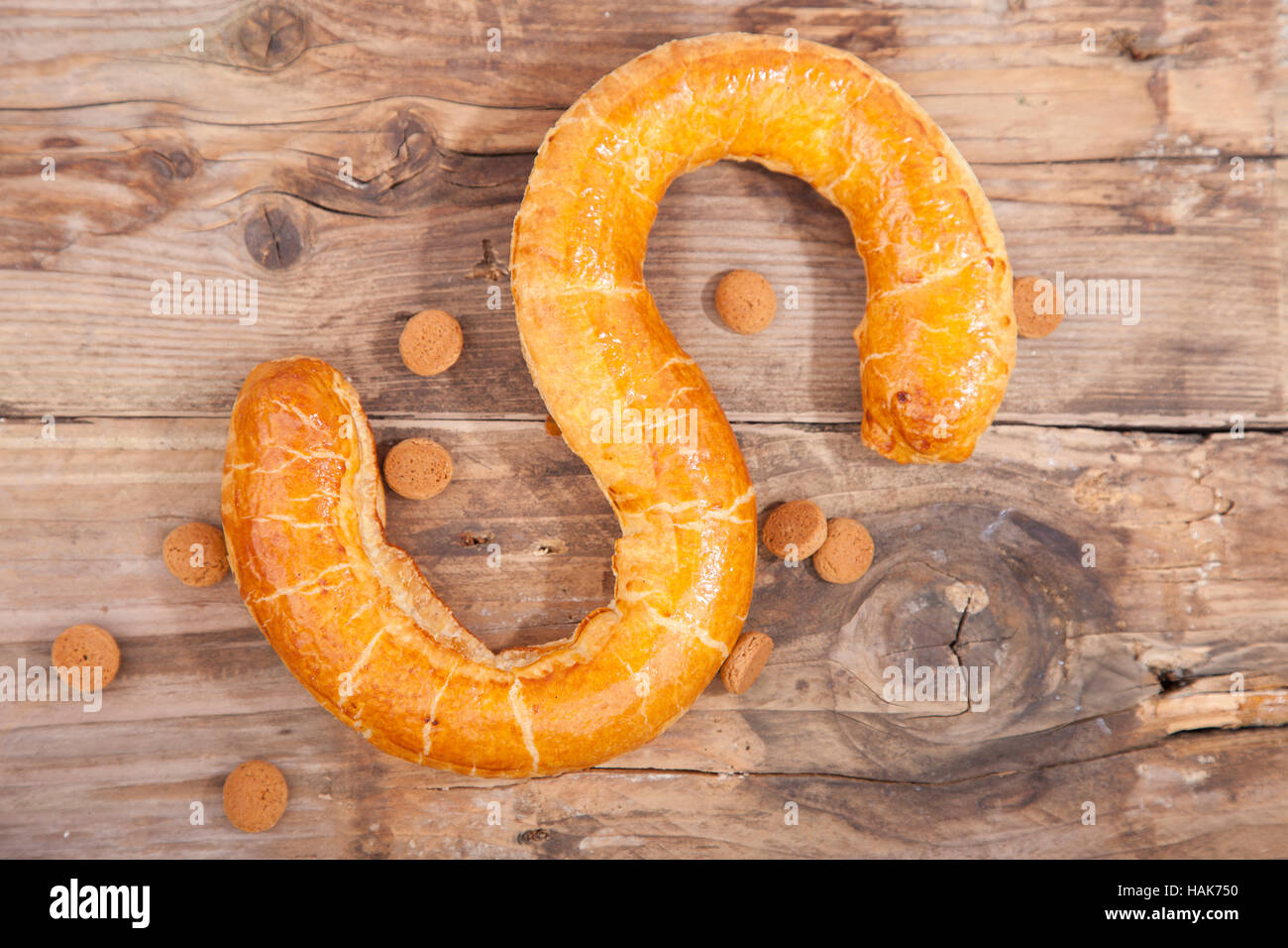 Traditional Dutch cookie Banketletter at Sinterklaas celebration on ...
