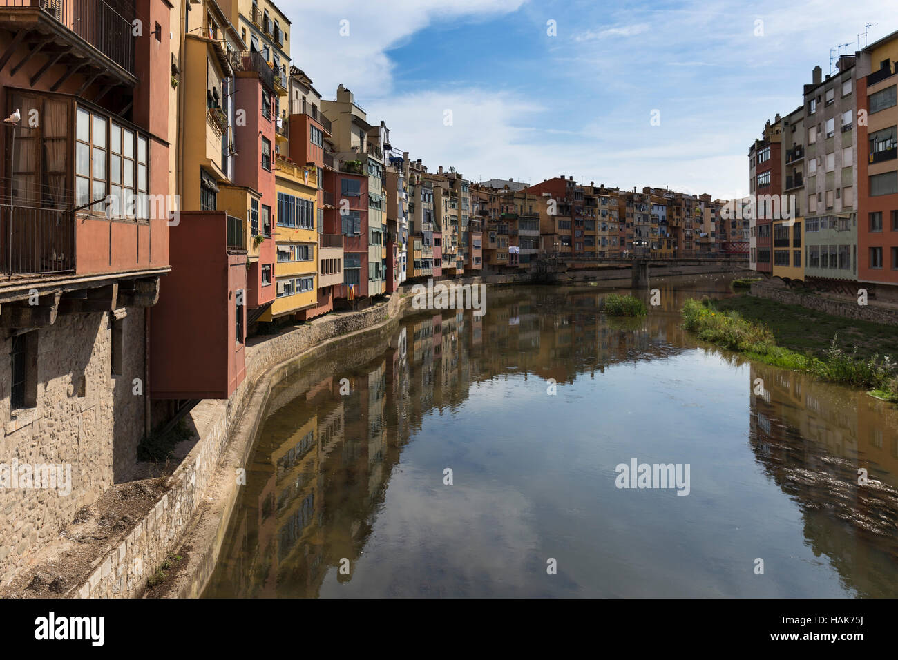The river Ter runs through the center of the Spanish town Girona Stock ...