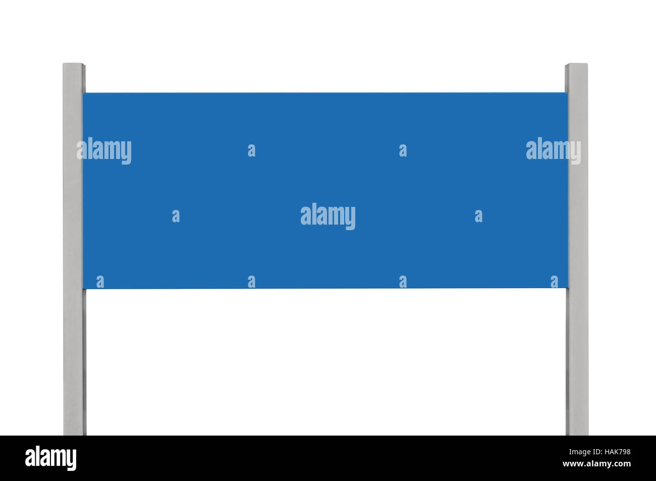 Blue metal sign board signage, isolated blank empty roadside signboard ...