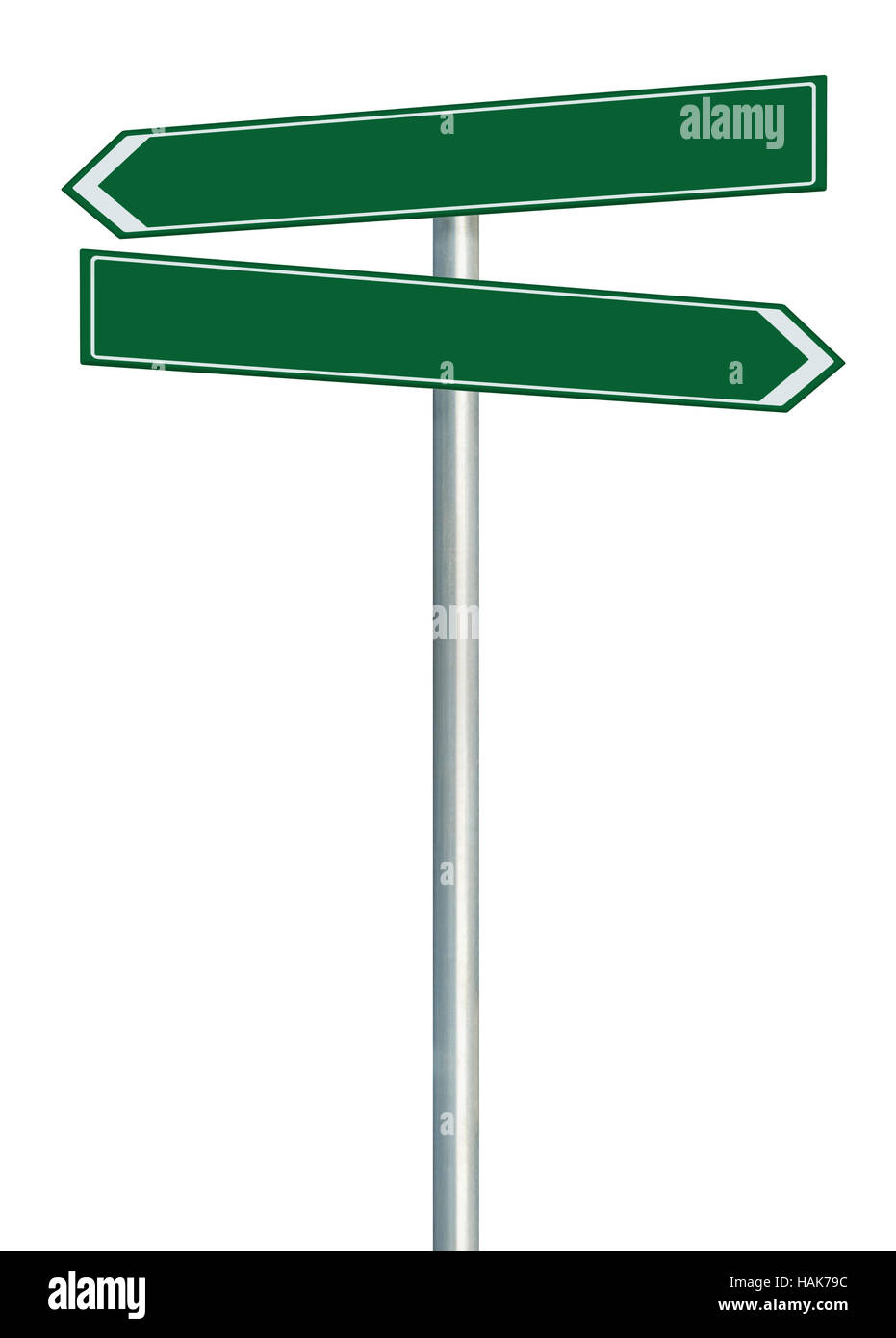 Right and left road route direction pointer this way road sign, green ...