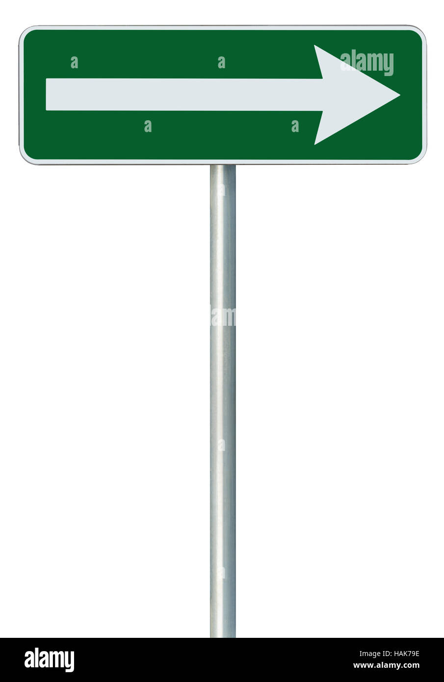Right traffic route only direction road sign turn pointer, green ...