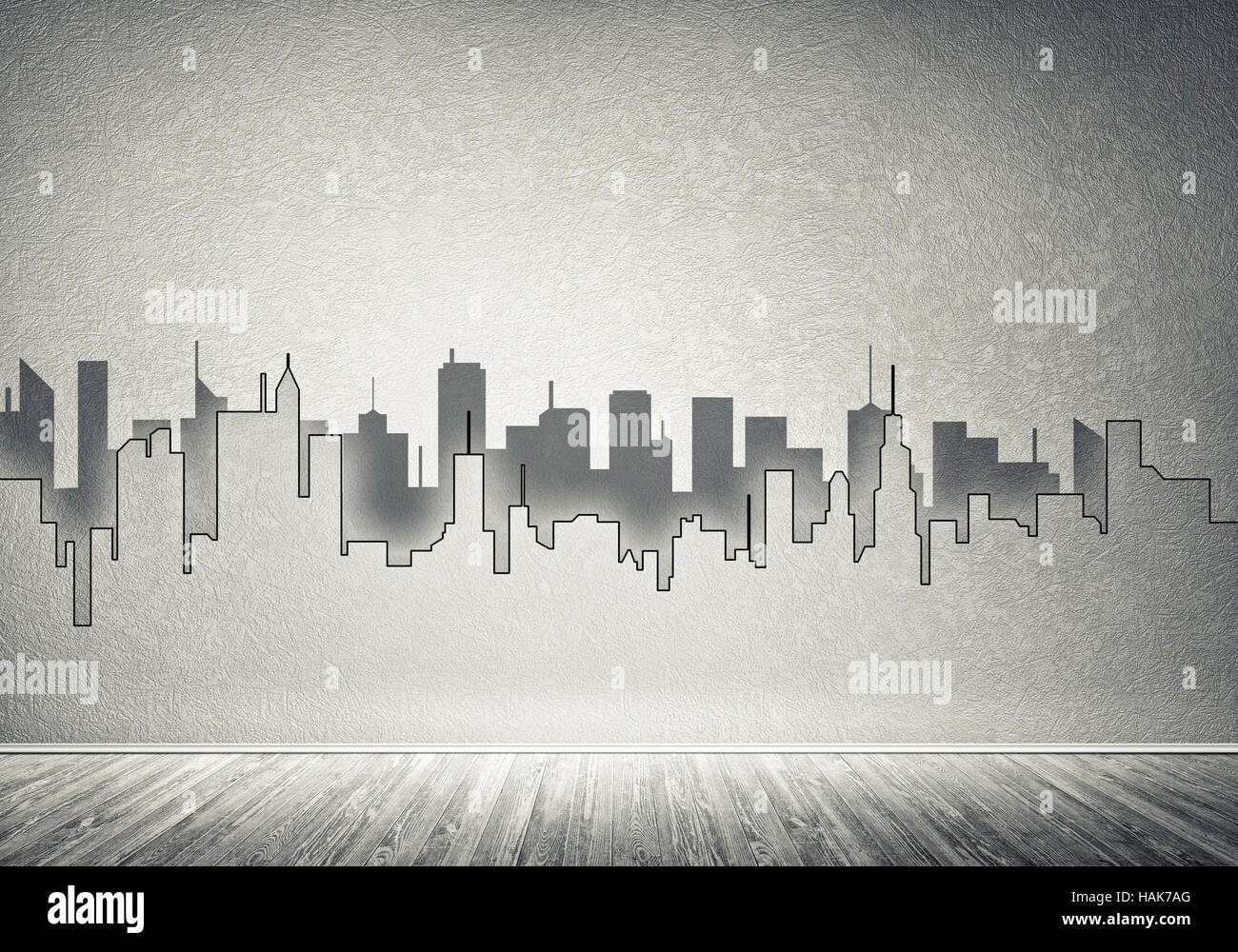 City design on wall Stock Photo - Alamy
