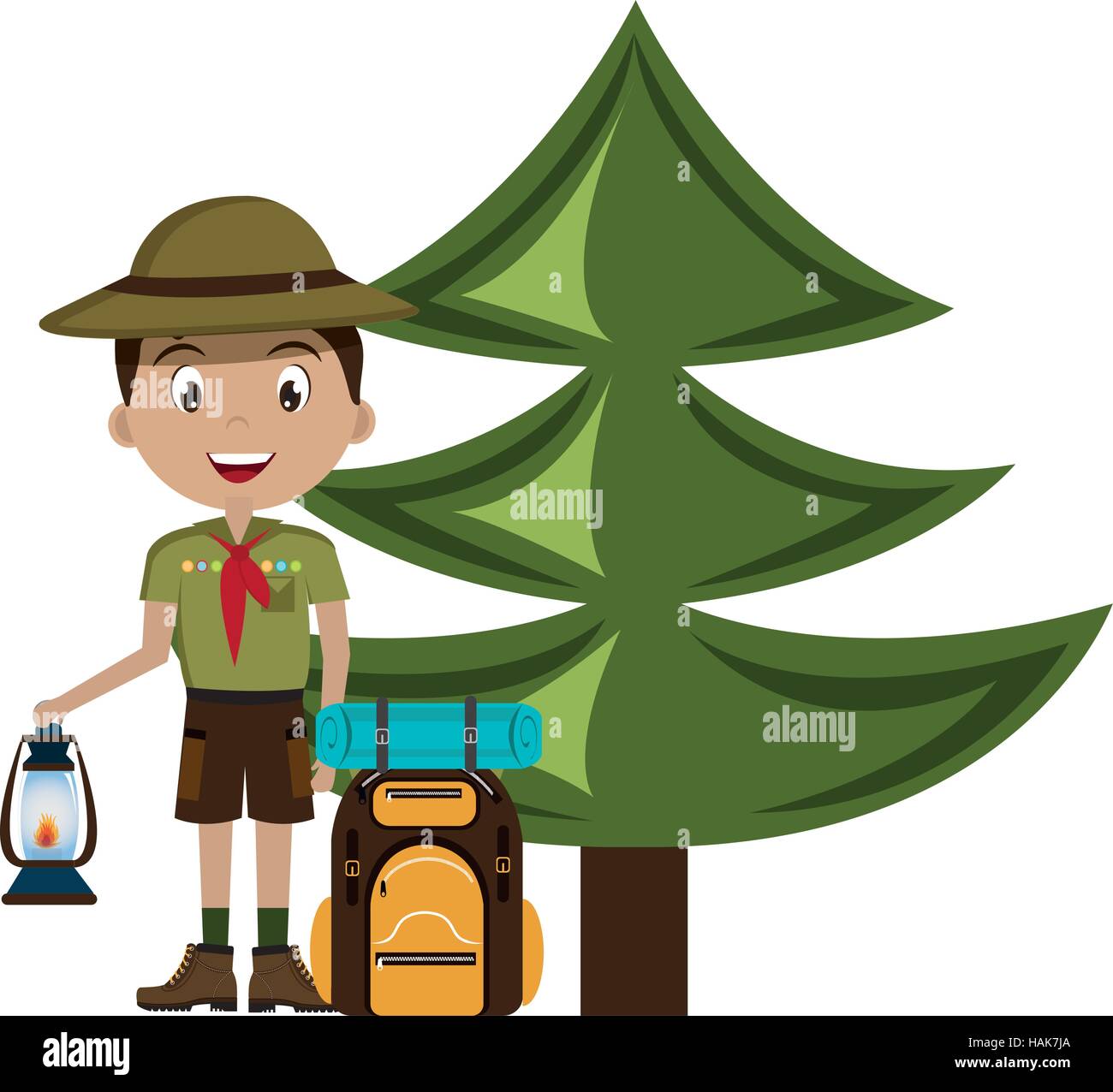 little scout character with travel bag icon vector illustration design ...