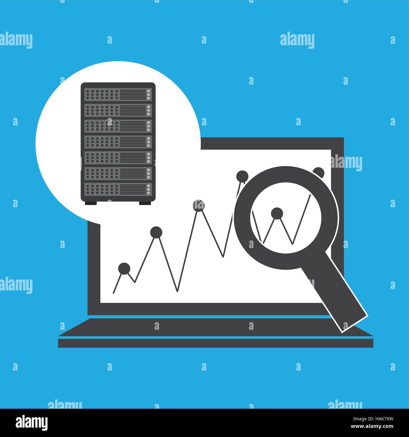 network server concept laptop graphics search vector illustration eps ...