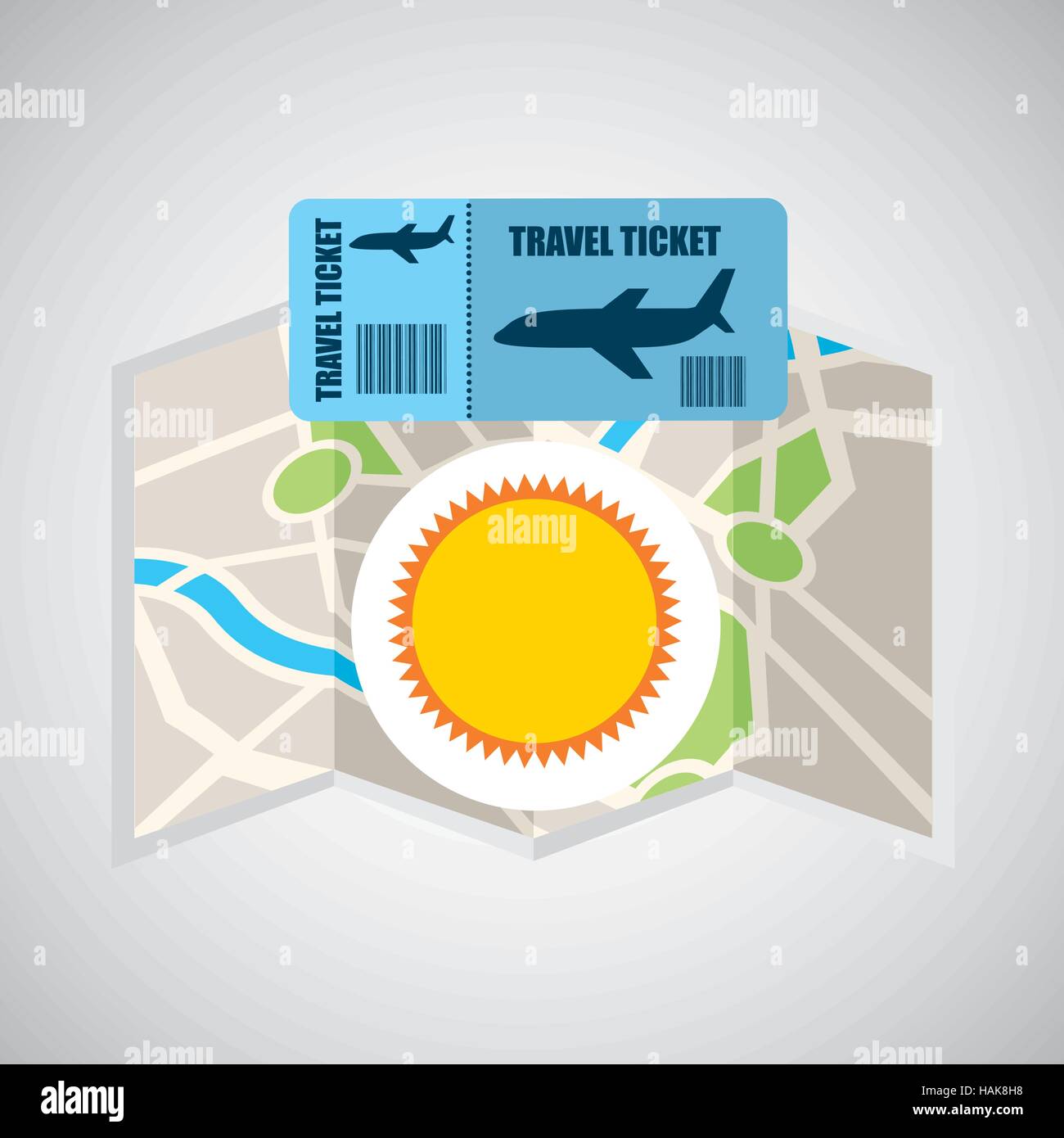 airline ticket map travel sun summer vector illustration eps 10 Stock ...