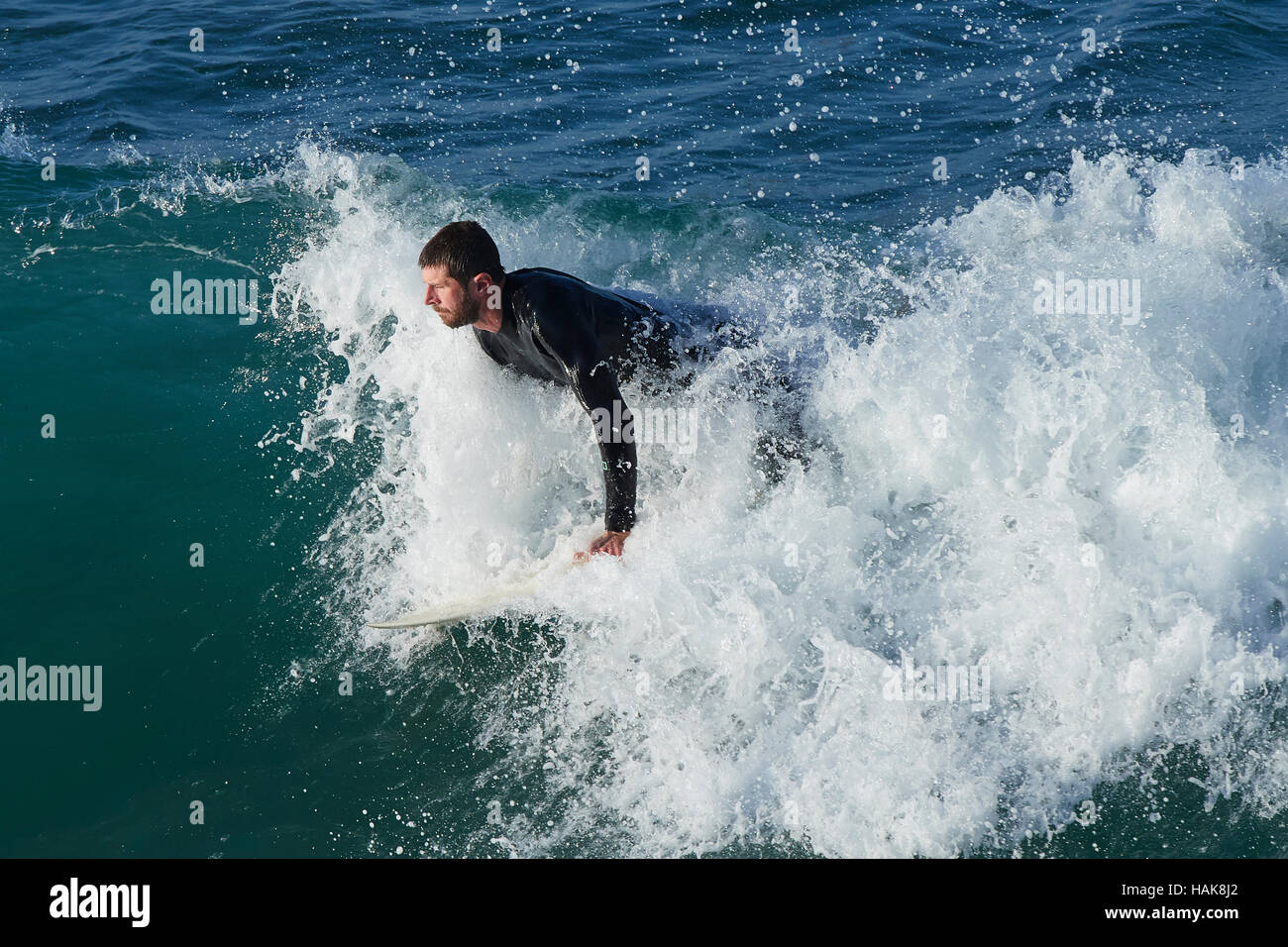 Surfing At Hermosa Beach, Los Angeles, California Stock Photo - Alamy
