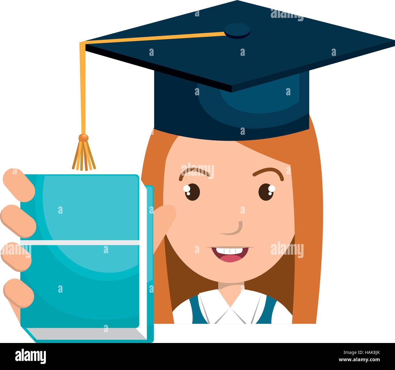 student character with hat graduation and book vector illustration ...