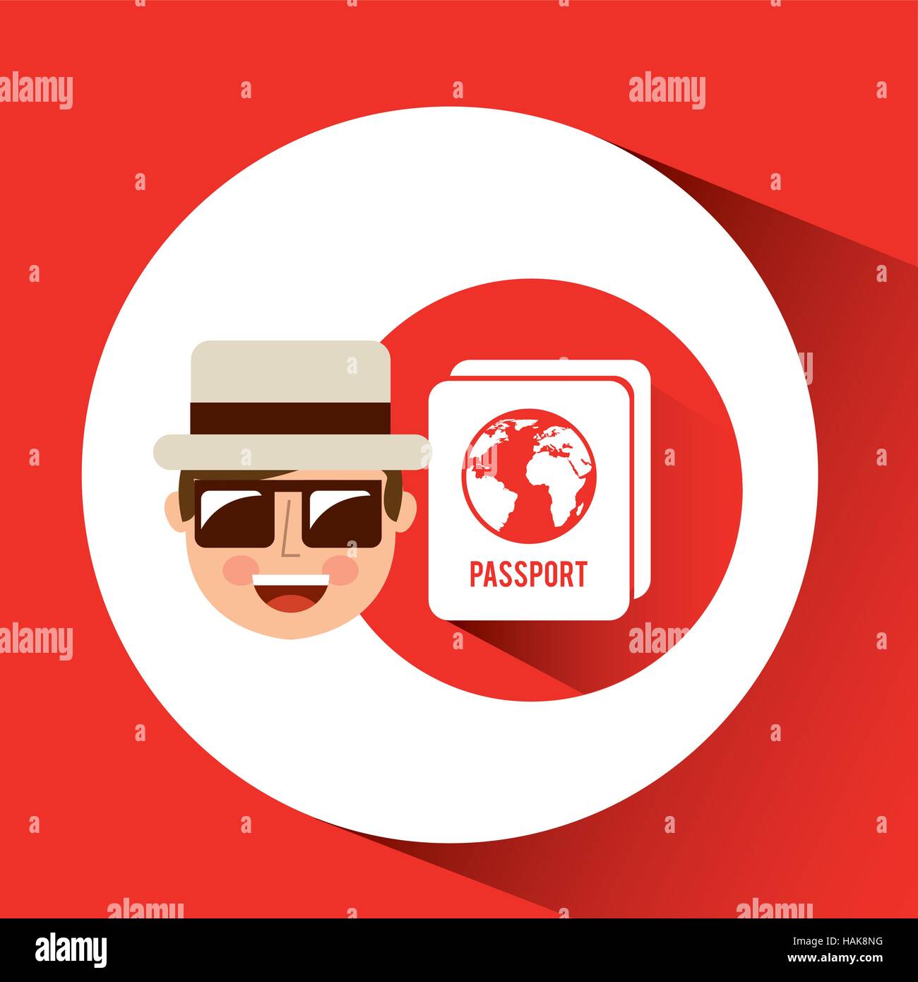tourist man with camera and passport vector illustration eps 10 Stock ...