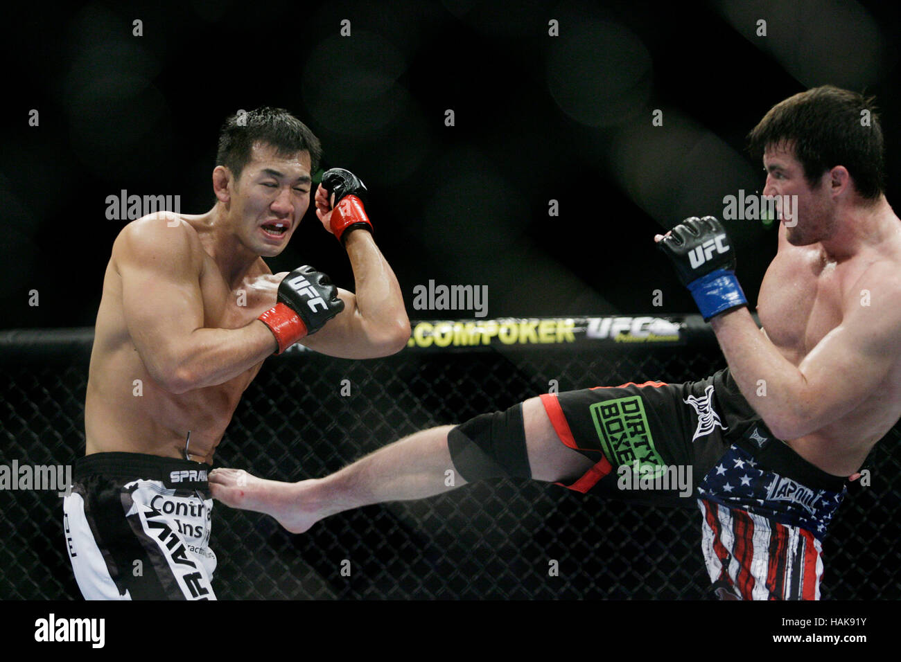 Chael Sonnen, right, fights Yushin Okami at UFC 104 at the Staples ...