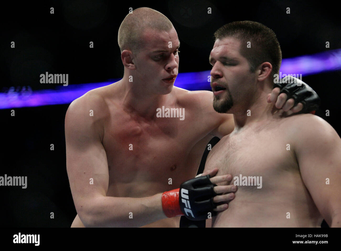 Stefan Struve, left, and Chase Gormley at UFC 104 at the Staples Center ...