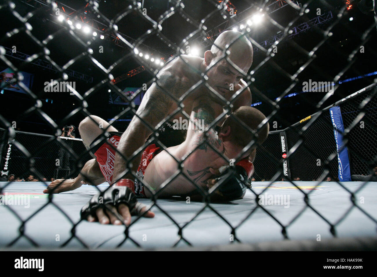 Jorge Rivera, top, fights Rob Kimmons at UFC 104 at the Staples Center ...