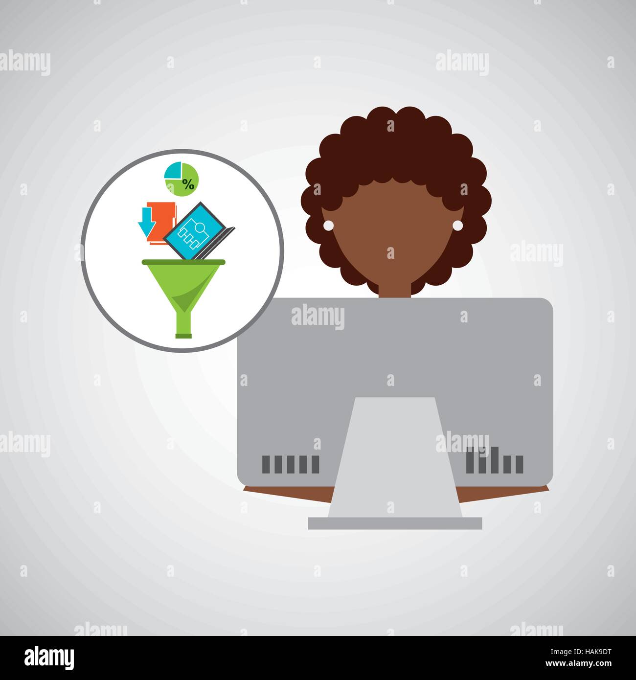 afro girl using computer data analysis vector illustration eps 10 Stock ...