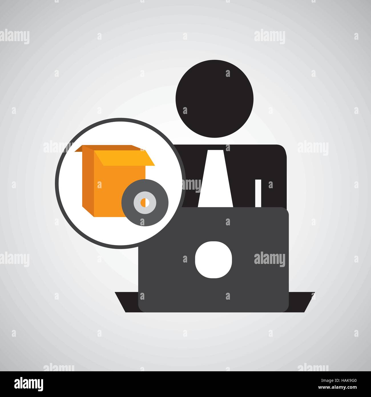 silhouette programmer working laptop gear setting vector illustration ...