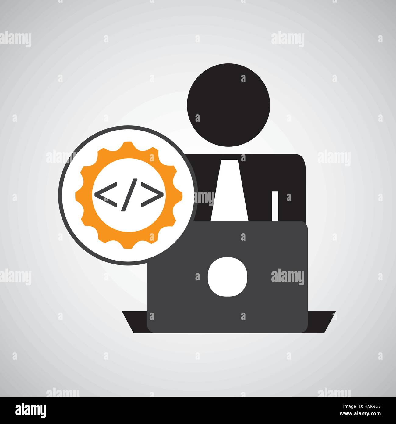 silhouette programmer working laptop coding icon vector illustration eps 10 Stock Vector Image ...