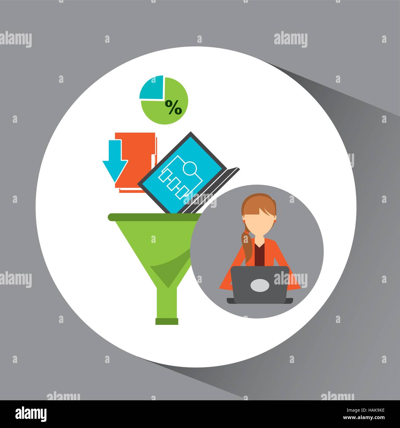 girl using computer data analysis vector illustration eps 10 Stock ...