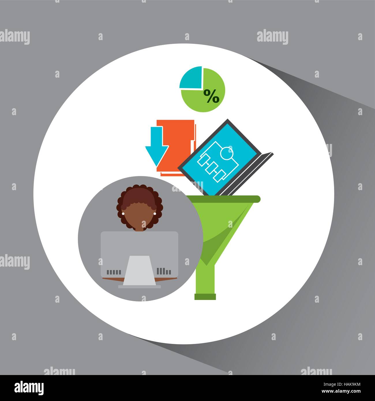 afro girl using computer data analysis vector illustration eps 10 Stock ...