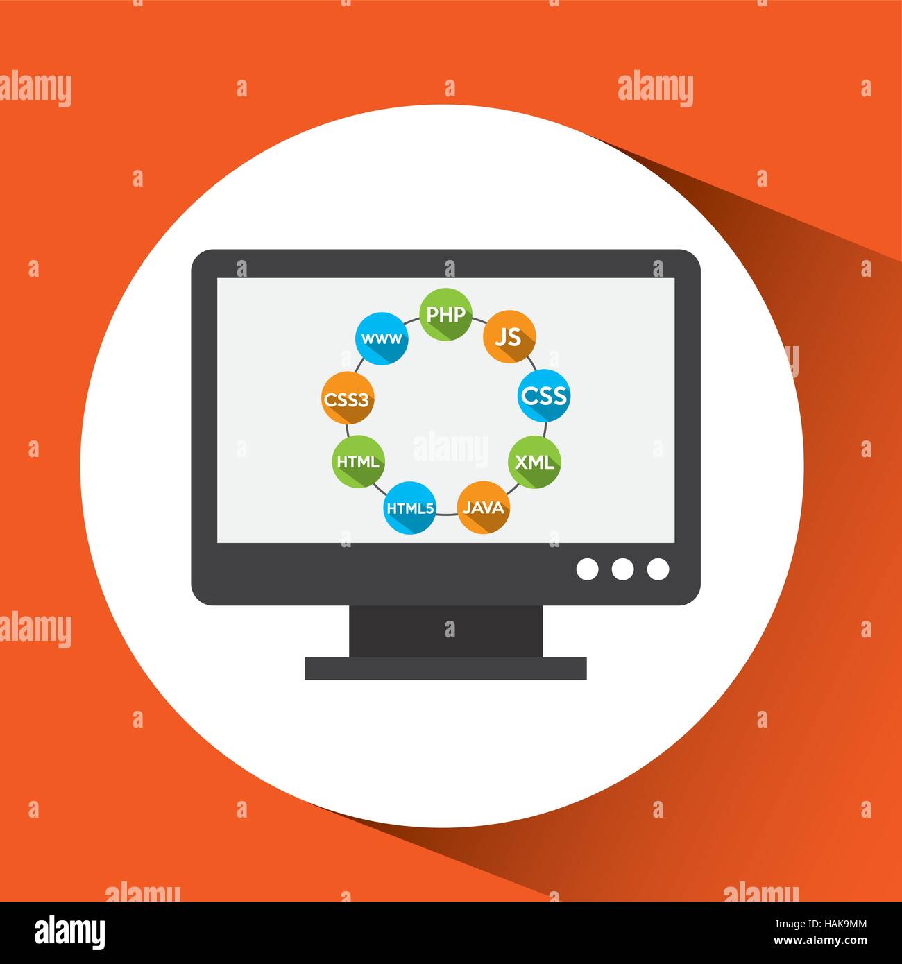 programming languages computer screen vector illustration eps 10 Stock ...