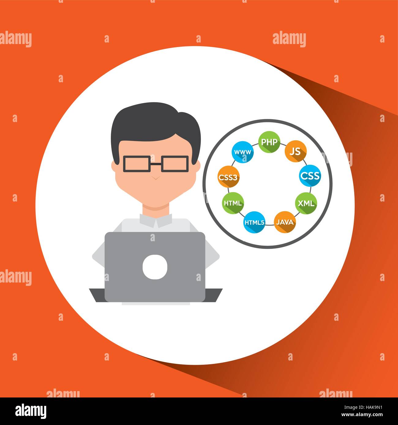 programmer languages working laptop vector illustration eps 10 Stock ...