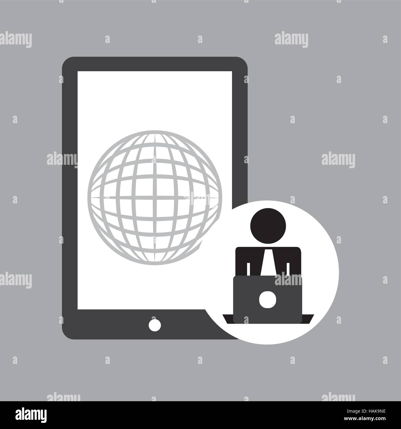 silhouette programmer working laptop mobile globe vector illustration eps 10 Stock Vector Image ...