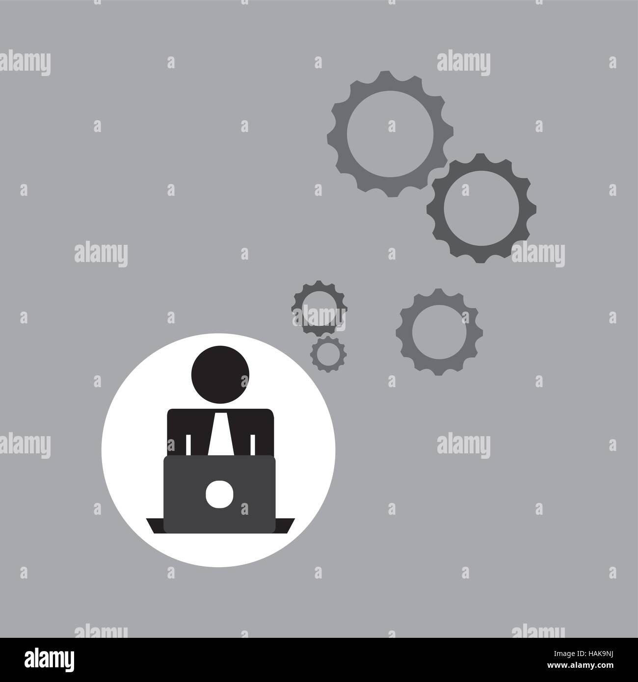silhouette programmer working laptop gears vector illustration eps 10 Stock Vector Image & Art ...