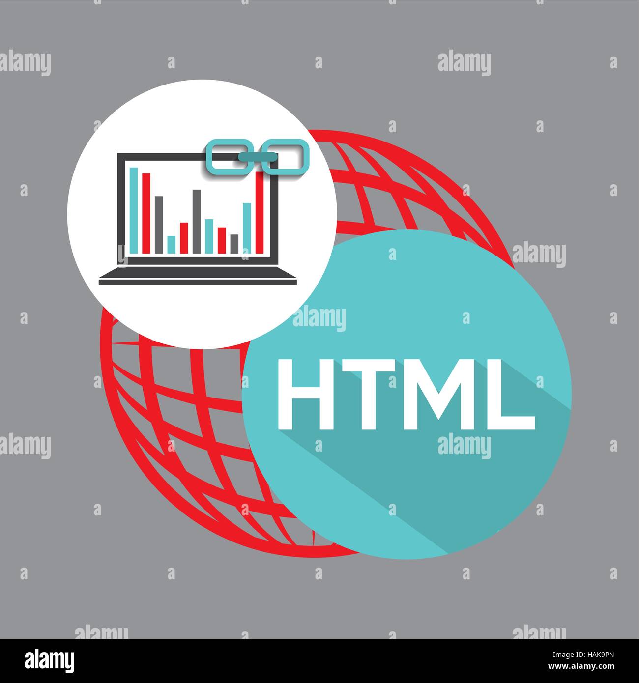 laptop graphs globe html link web vector illustration eps 10 Stock ...