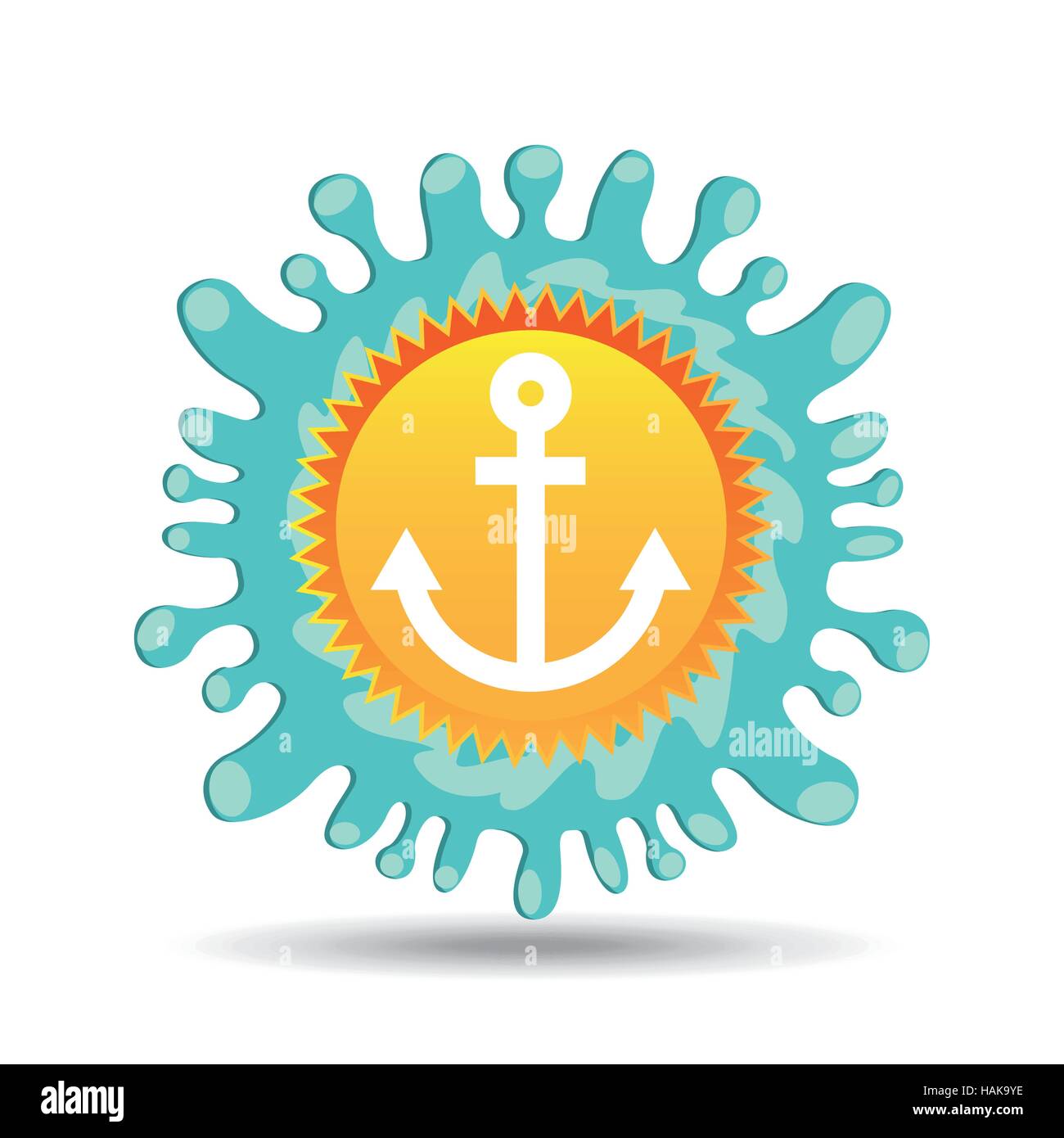 nautical anchor summer vacation sun splashes label vector illustration ...