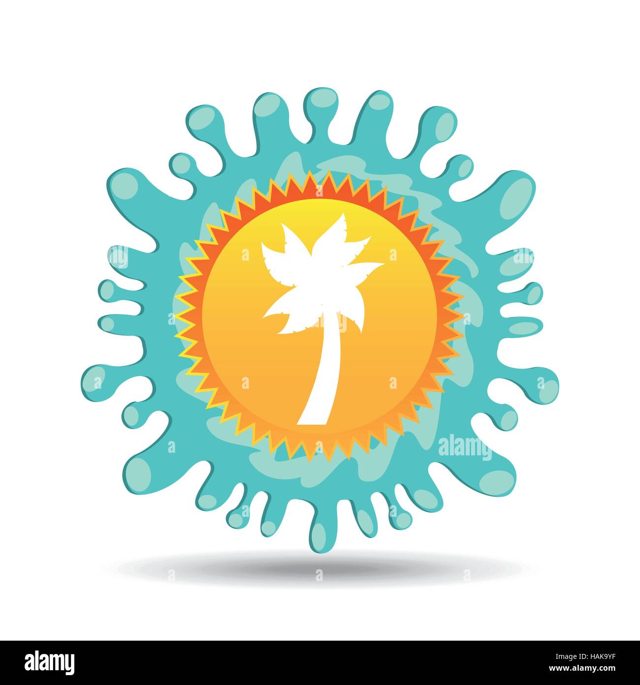 palm summer vacation sun splashes label vector illustration eps 10 ...