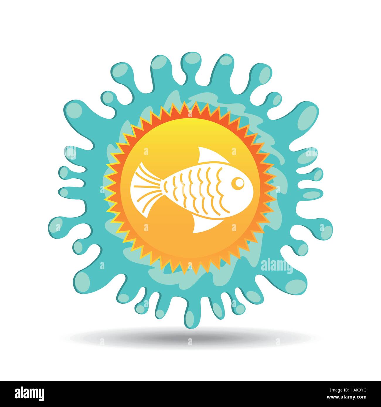 fish sealife summer vacation sun splashes label vector illustration eps ...