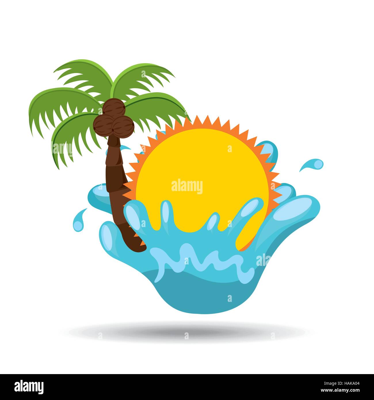 sun water splash palm summer vacation vector illustration Stock Vector ...