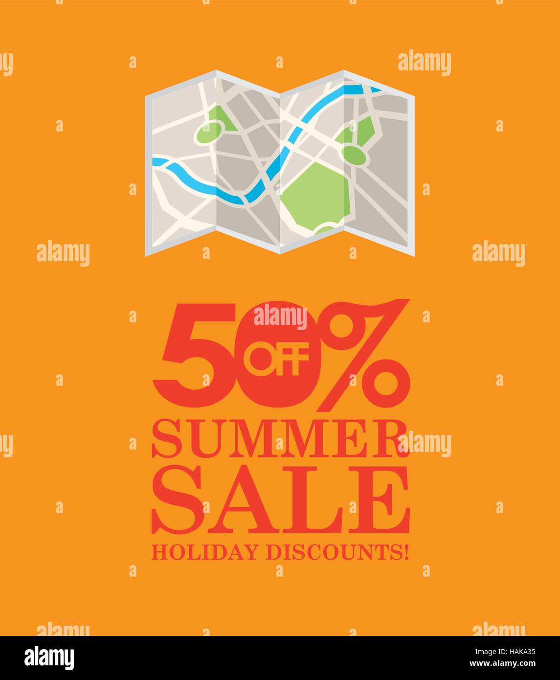 summer sale 50 discounts with map location vector illustration eps 10 ...