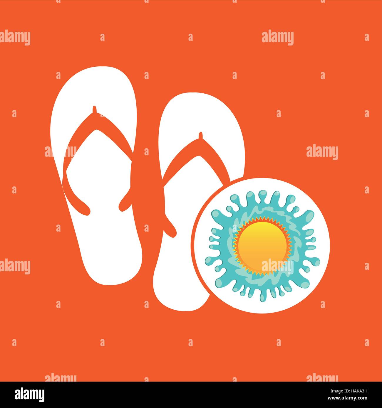flip flops summer vacation sun splashes label vector illustration eps ...
