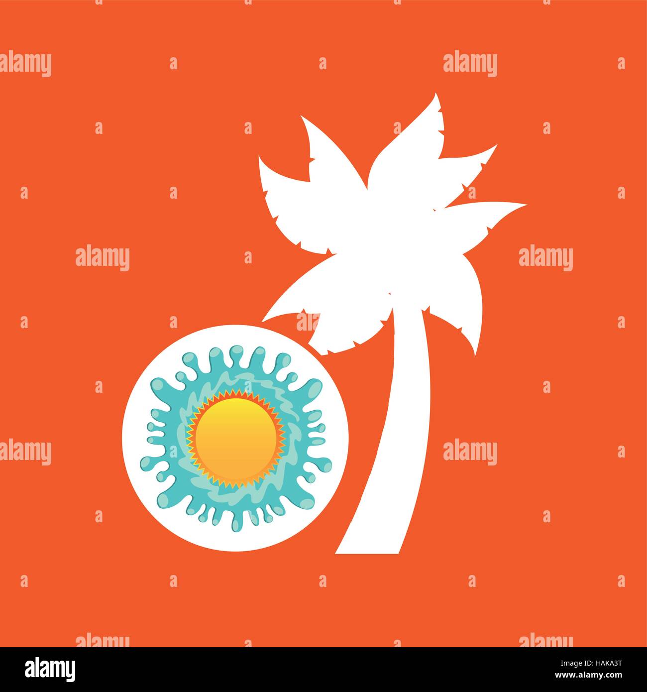 palm summer vacation sun splashes label vector illustration eps 10 ...