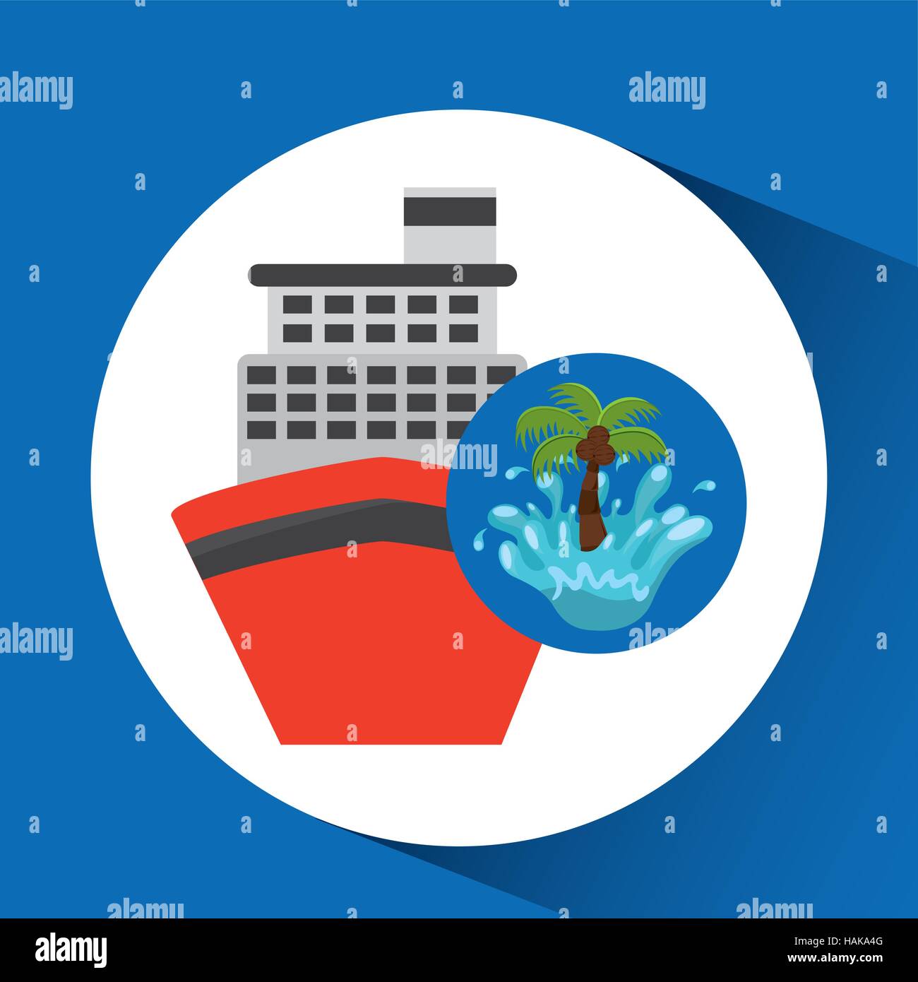 cruise ship water splash palm summer vacation vector illustration Stock ...