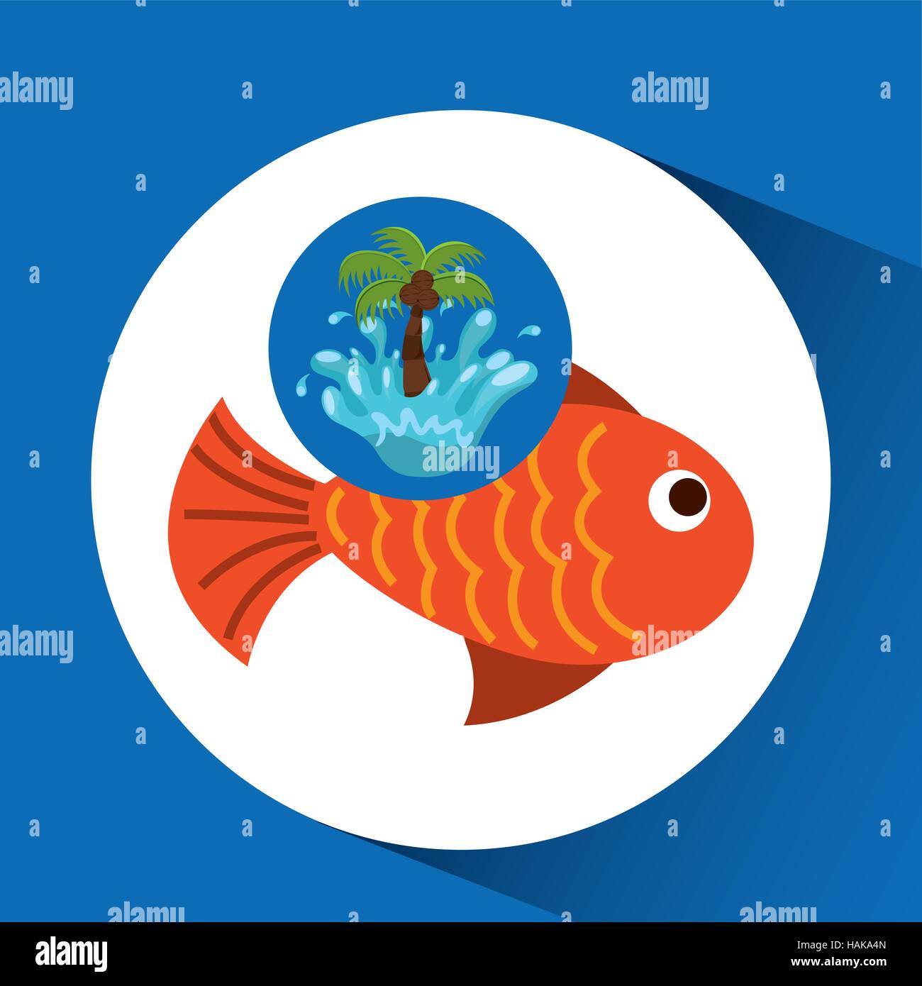 fish water splash palm summer vacation vector illustration Stock Vector ...