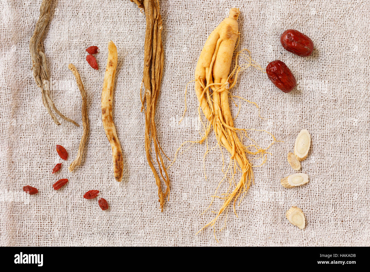 Chinese medicinal herbs, ginseng Stock Photo - Alamy