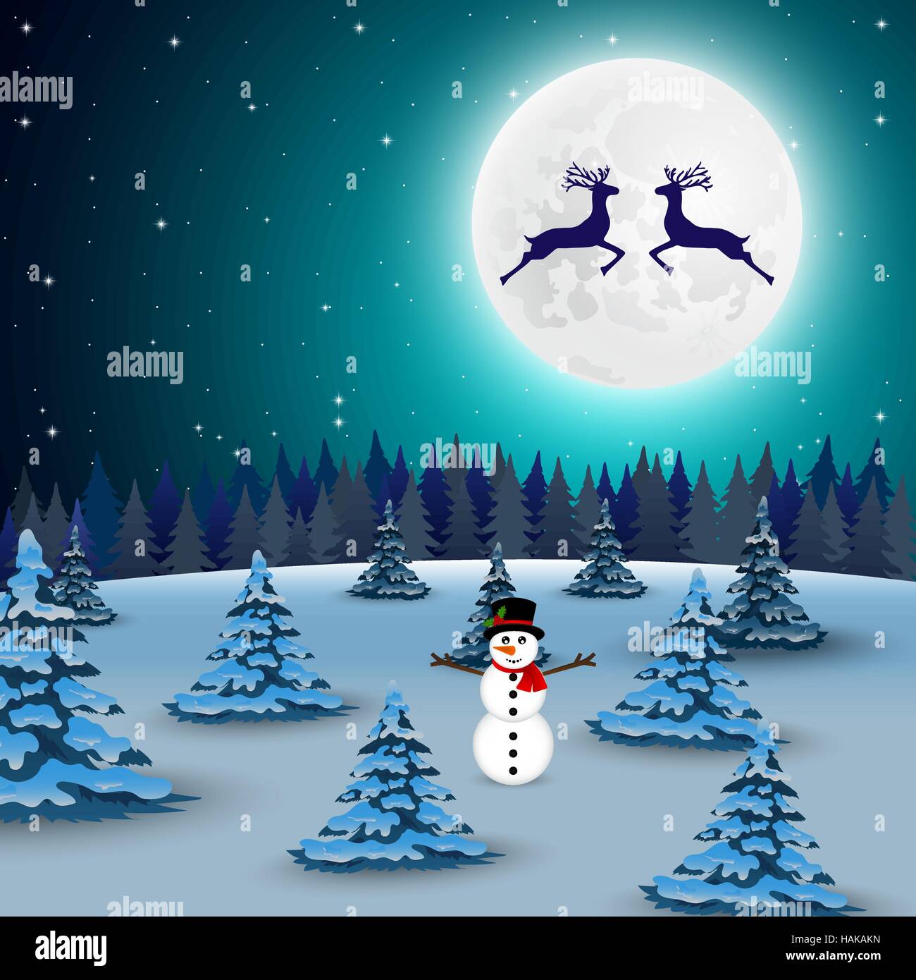 Night christmas forest landscape Stock Vector Image & Art - Alamy