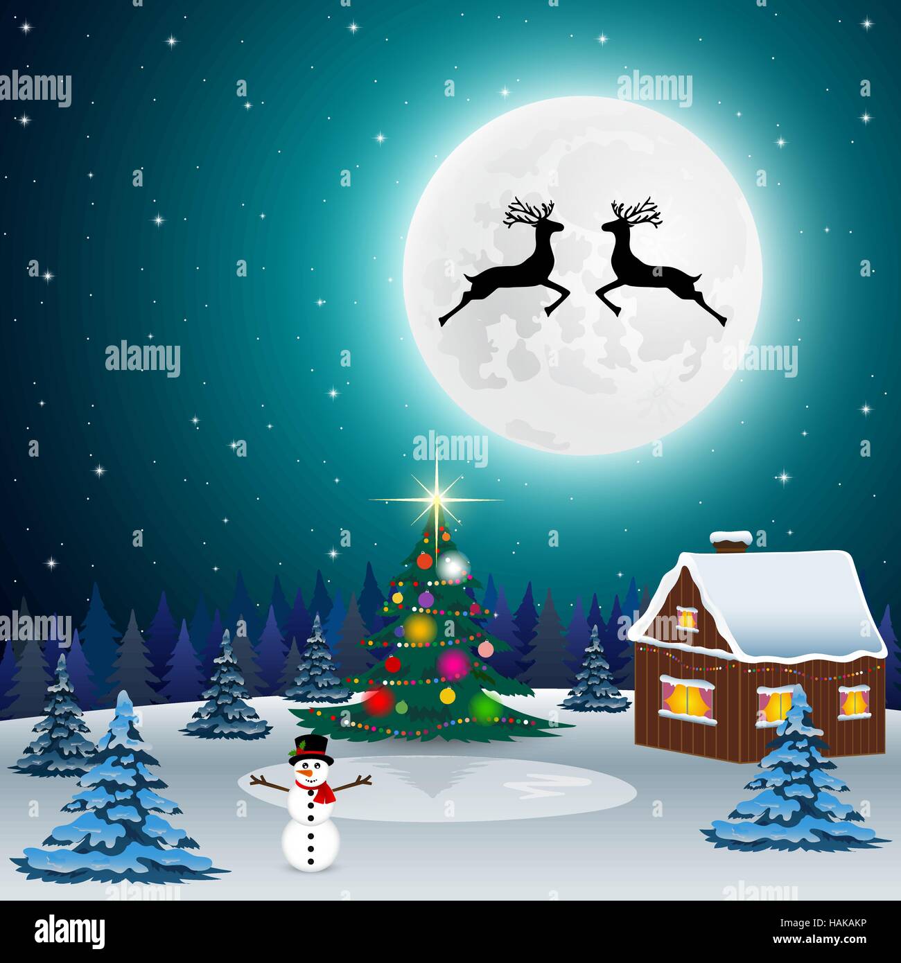 Night christmas forest landscape Stock Vector Image & Art - Alamy